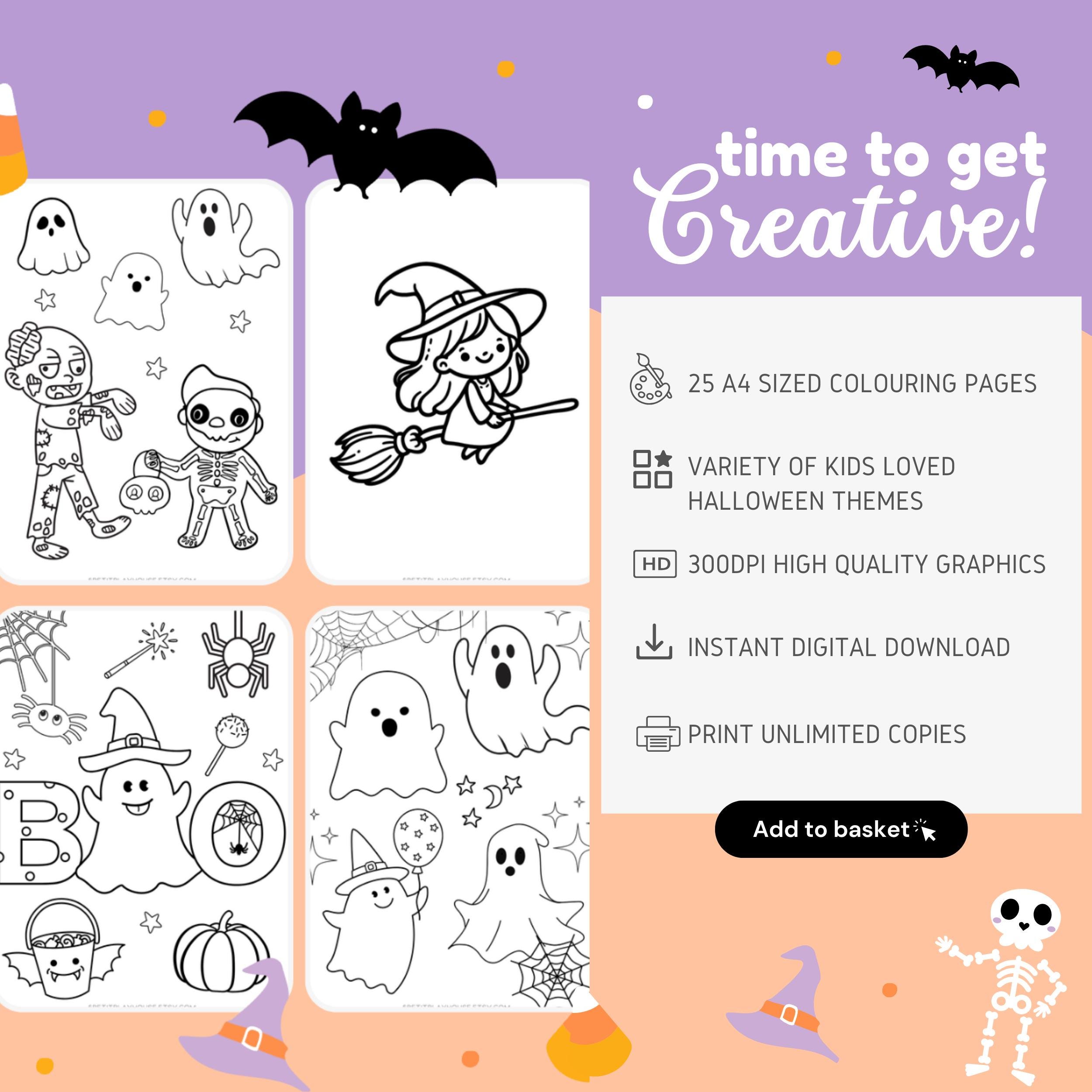 Halloween Coloring Book: Pumpkin, Ghost Activity Pack (digital Download ...