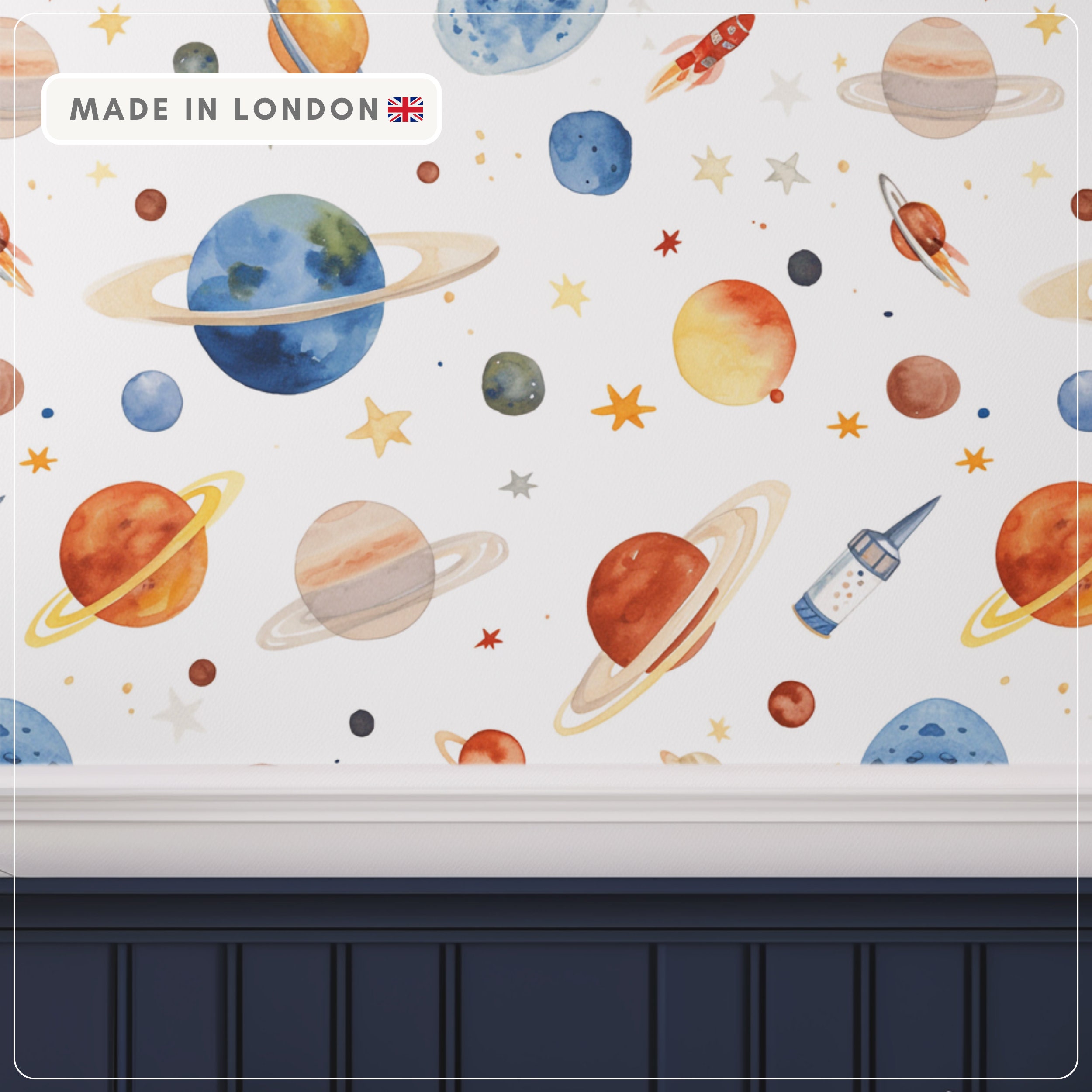 Peel and Stick Wallpaper Kids Space Wallpaper Boys Room Planets Wall ...