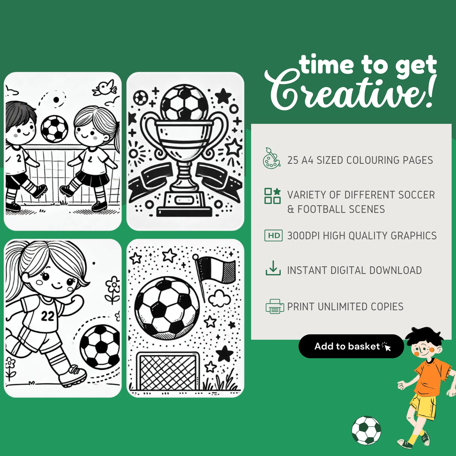 Printable Coloring Book Soccer Coloring Pages Football Activity Pack ...