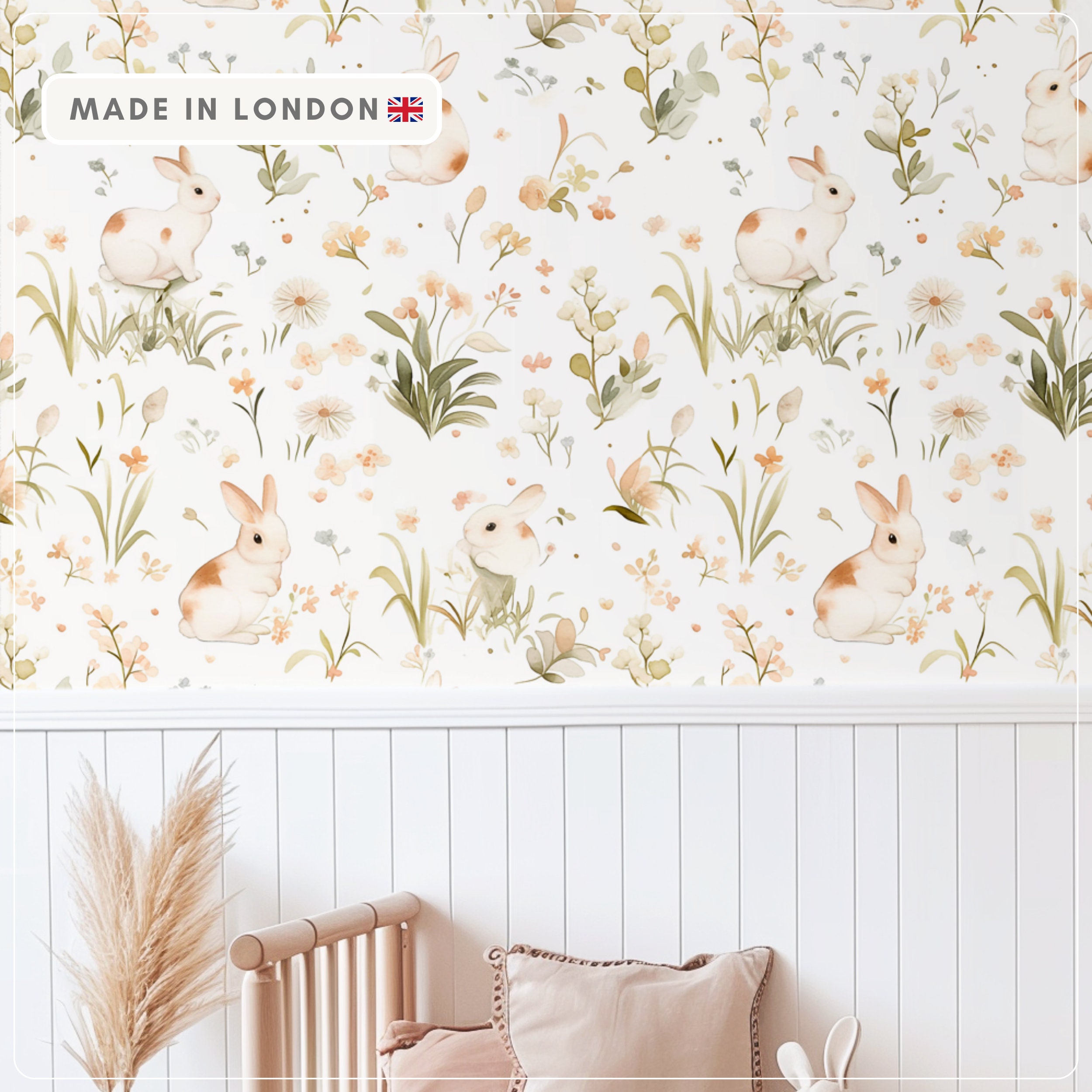 Bunny Nursery Wallpaper Woodland Peel and Stick Wallpaper Bunny Rabbit ...