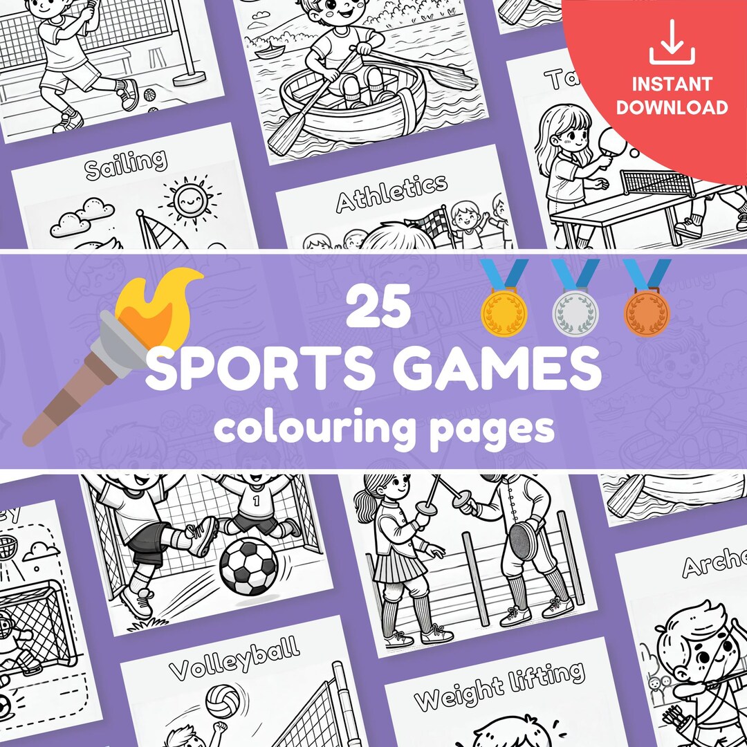 Summer Sports Coloring Pages: Printable Kids Activity Worksheet (PDF ...