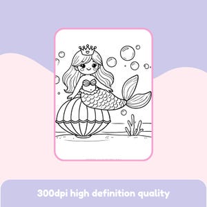 Printable Mermaid Coloring Pages Under the Sea Party Game Kids Mermaid ...