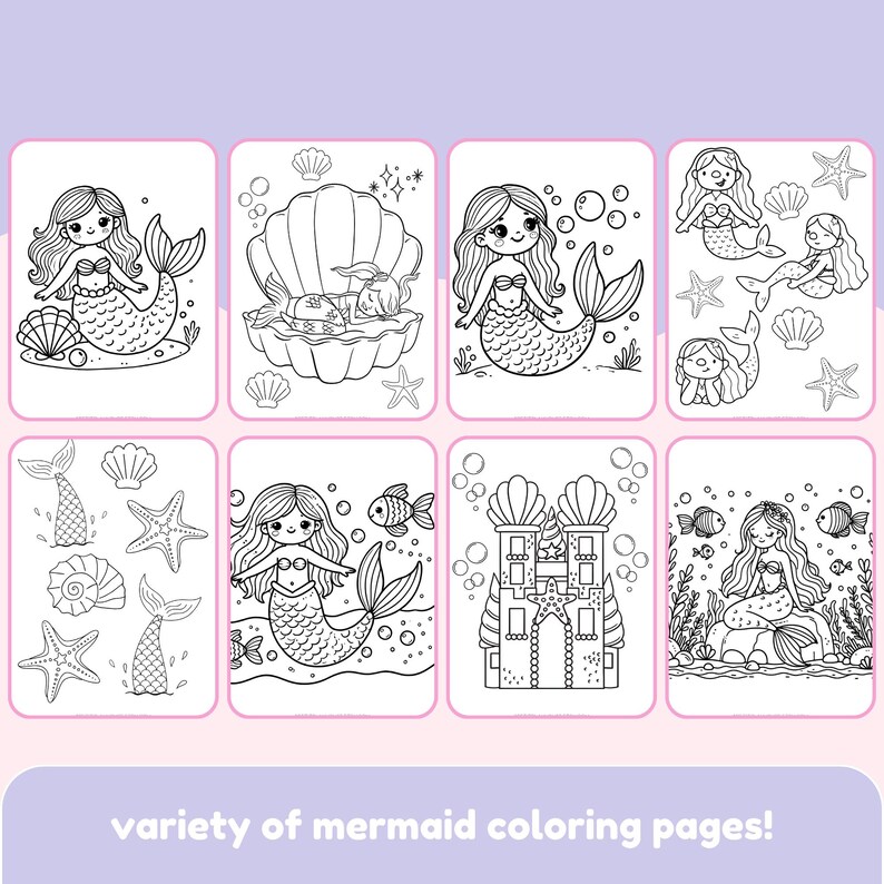 Mermaid Coloring Pages: Under the Sea Activity Book (digital Download ...