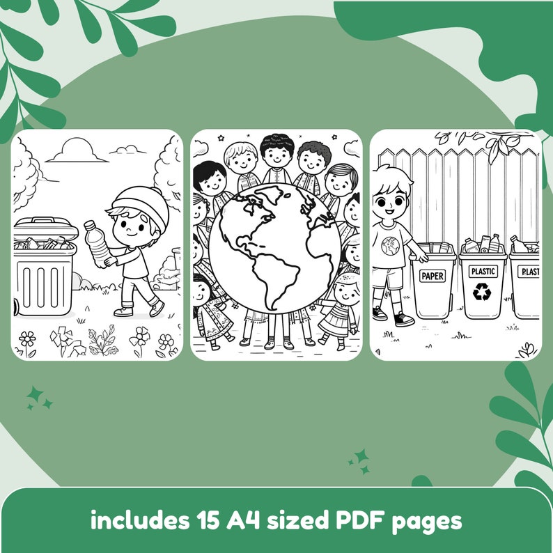 Earth Day Activity Kids Coloring Page Printable Nature Activity Digital ...