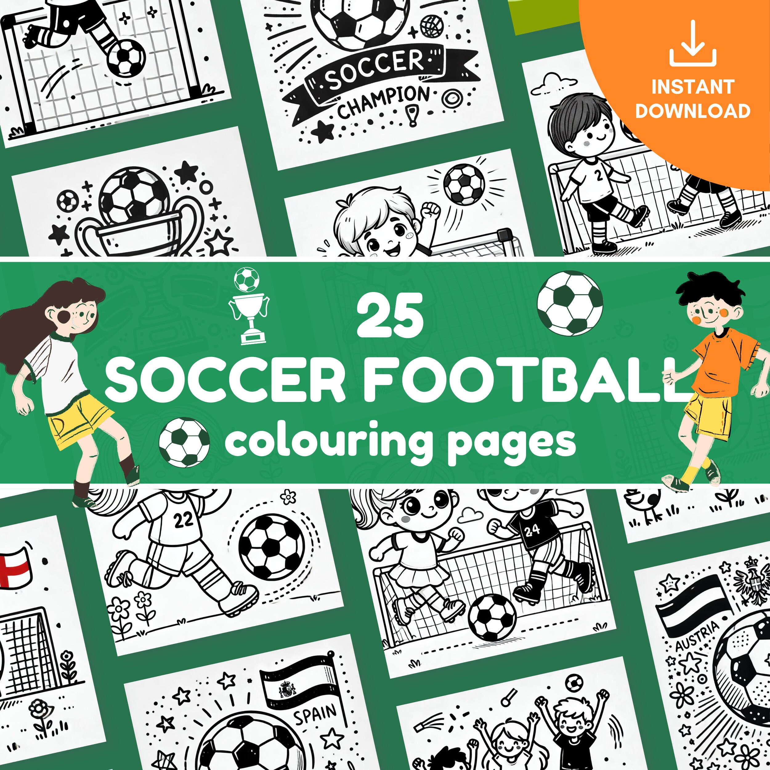 Printable Coloring Book Soccer Coloring Pages Football Activity Pack ...