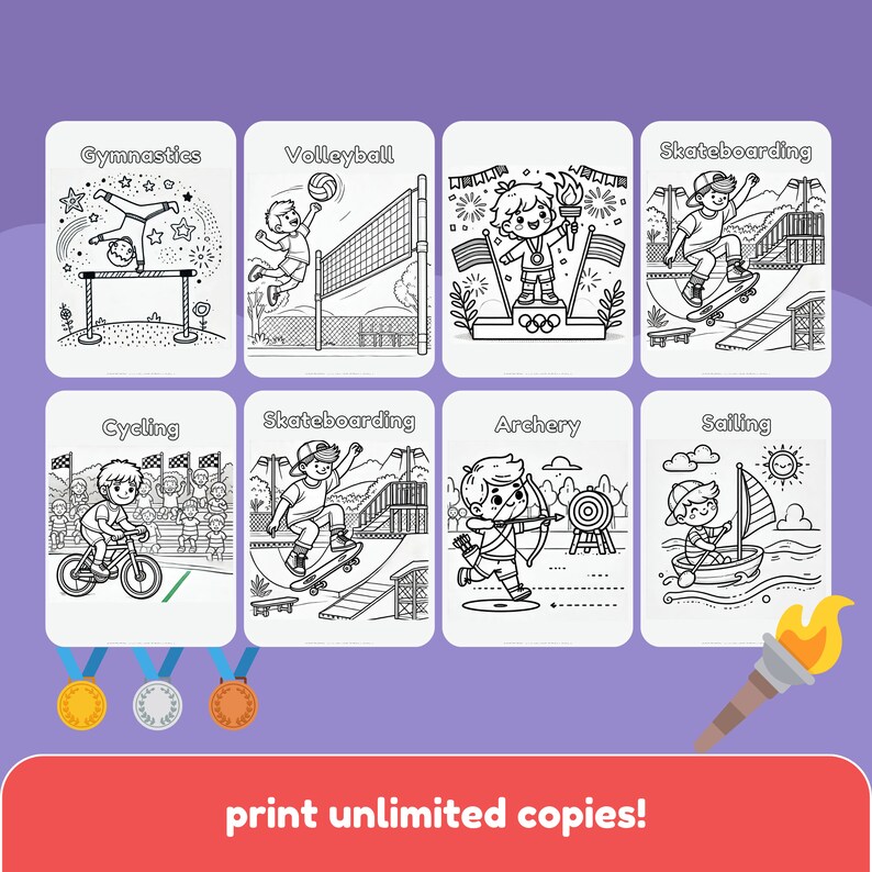 Summer Sports Coloring Pages: Printable Kids Activity Worksheet (PDF ...