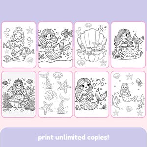 Printable Mermaid Coloring Pages Under the Sea Party Game Kids Mermaid ...