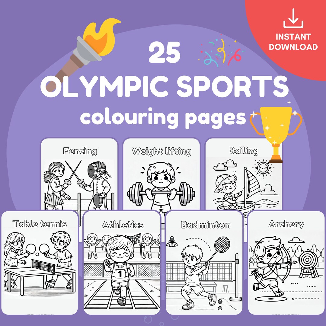 Summer Olympics Coloring Pages for Kids Printable Sports Activity Sheet ...