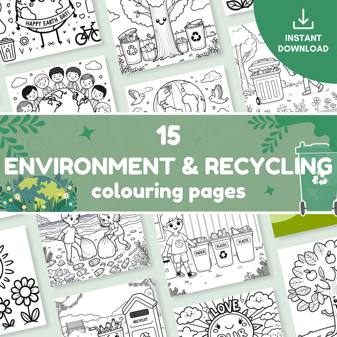 Earth Day Activity Kids Coloring Page Printable Nature Activity Digital ...