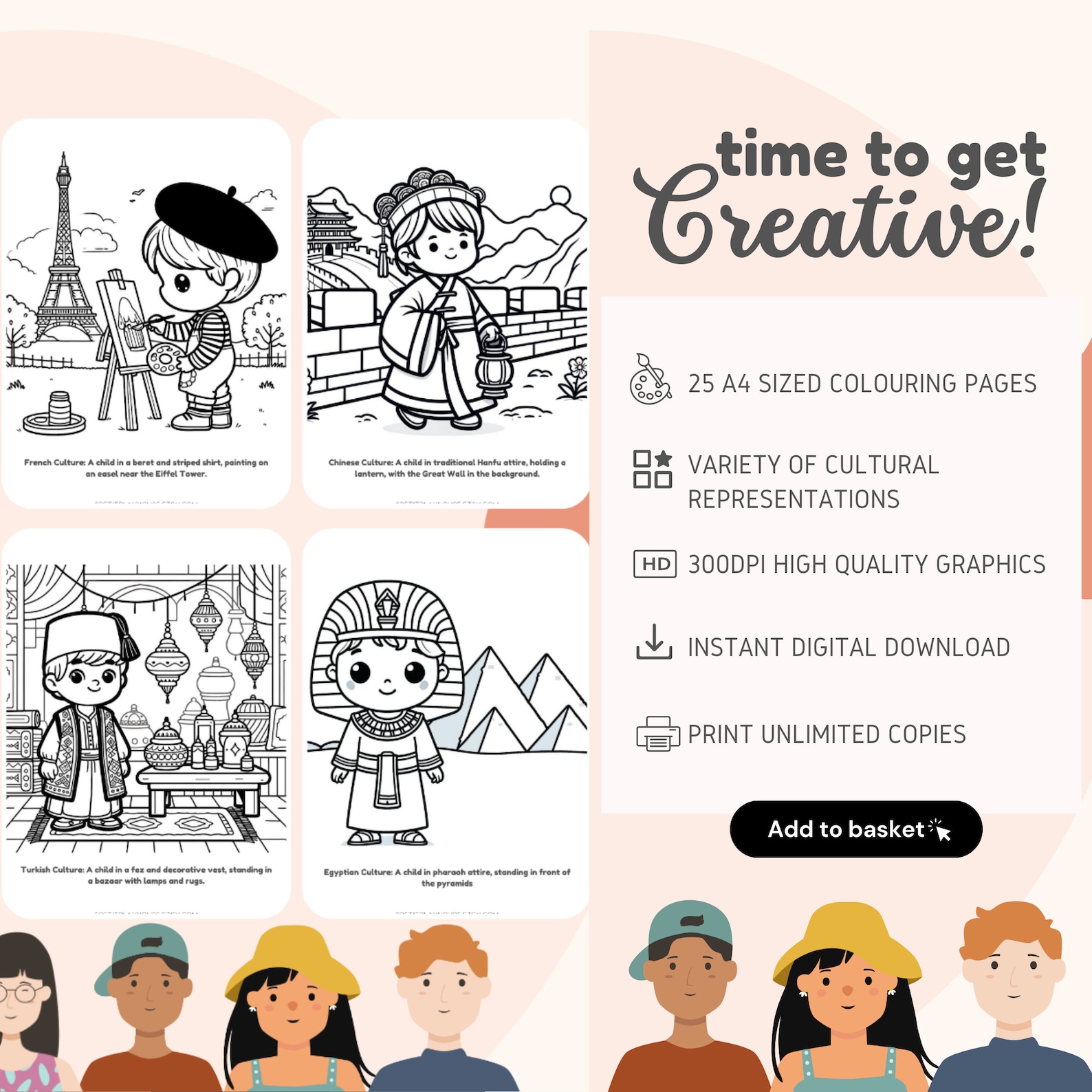Culture Diversity Coloring Book: 25 Printable Activity Pages (digital ...