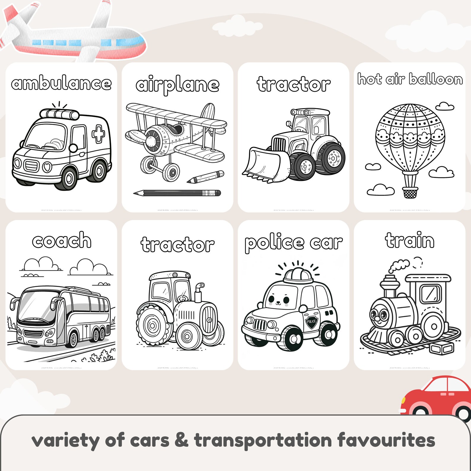 Printable Coloring Book Travel Kids Coloring Page Preschool Activity ...