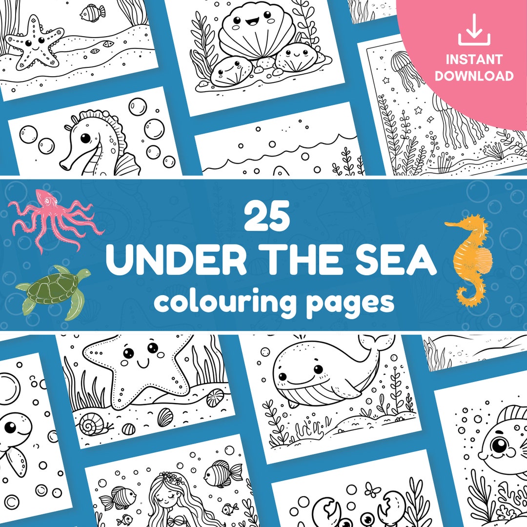 Sea Creatures Coloring Book: Ocean Animals, Toddler Activity (PDF ...