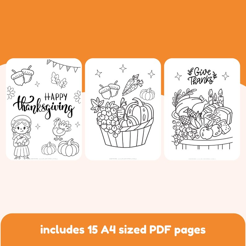 Thanksgiving Coloring Pages: Fall Activity Book (PDF) - Etsy