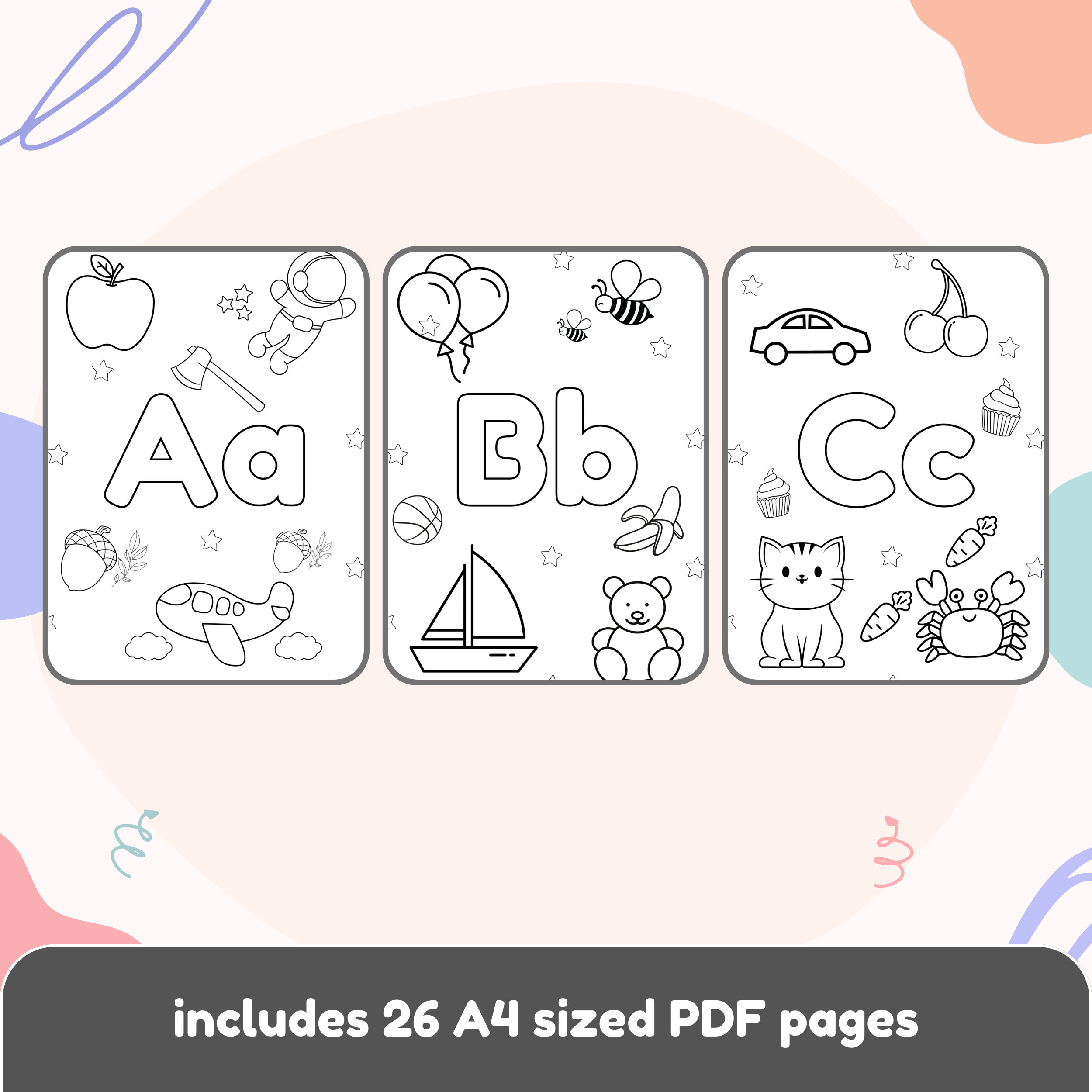 ABC Coloring Book Printable Alphabet Coloring Pages Kids Preschool ...