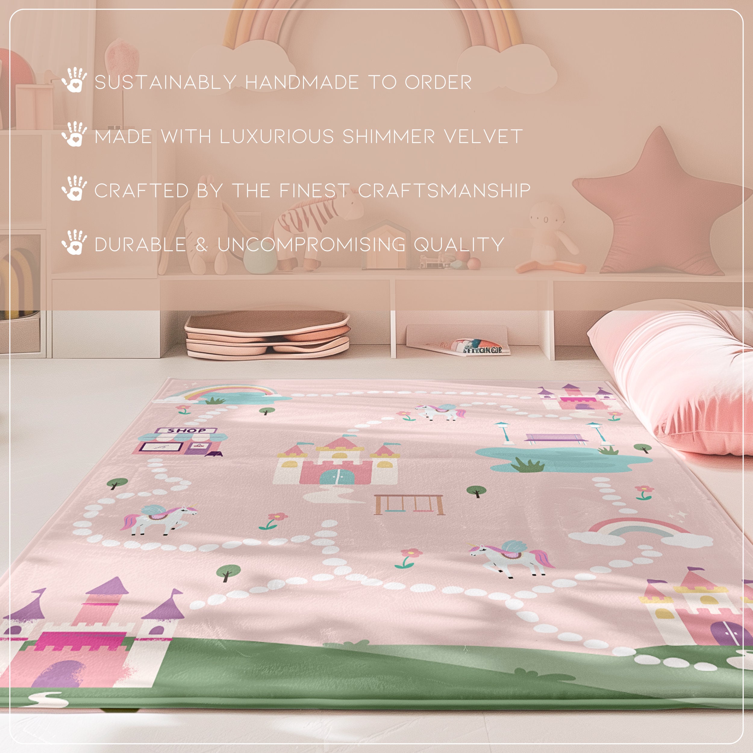 Pink Unicorn Nursery Rug Girls Bedroom Decor Baby Girl Play Mat ...