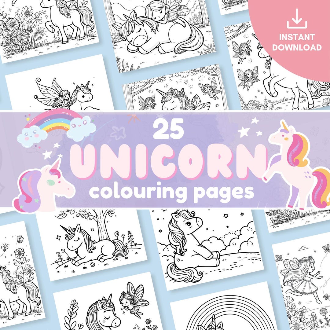 Unicorn Party Coloring Pages Magical Fairy Unicorn Printable Kids ...