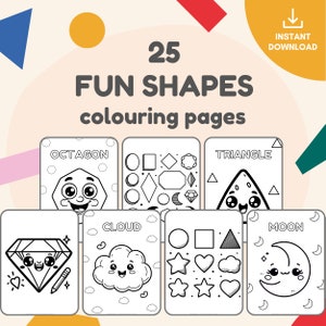 Shape Learning Coloring Book Kids Printable Activity Page Toddler ...
