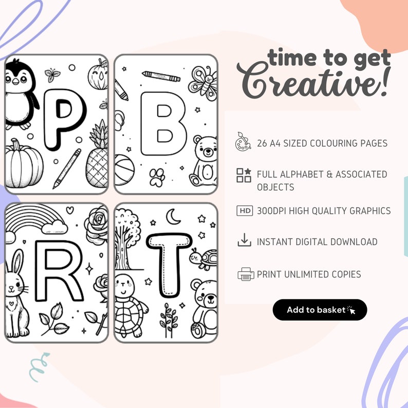 Printable Alphabet Coloring Pages ABC Coloring Book Kids Preschool ...