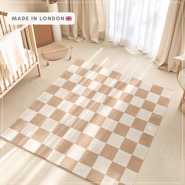 Neutral Checkered Rug - Etsy