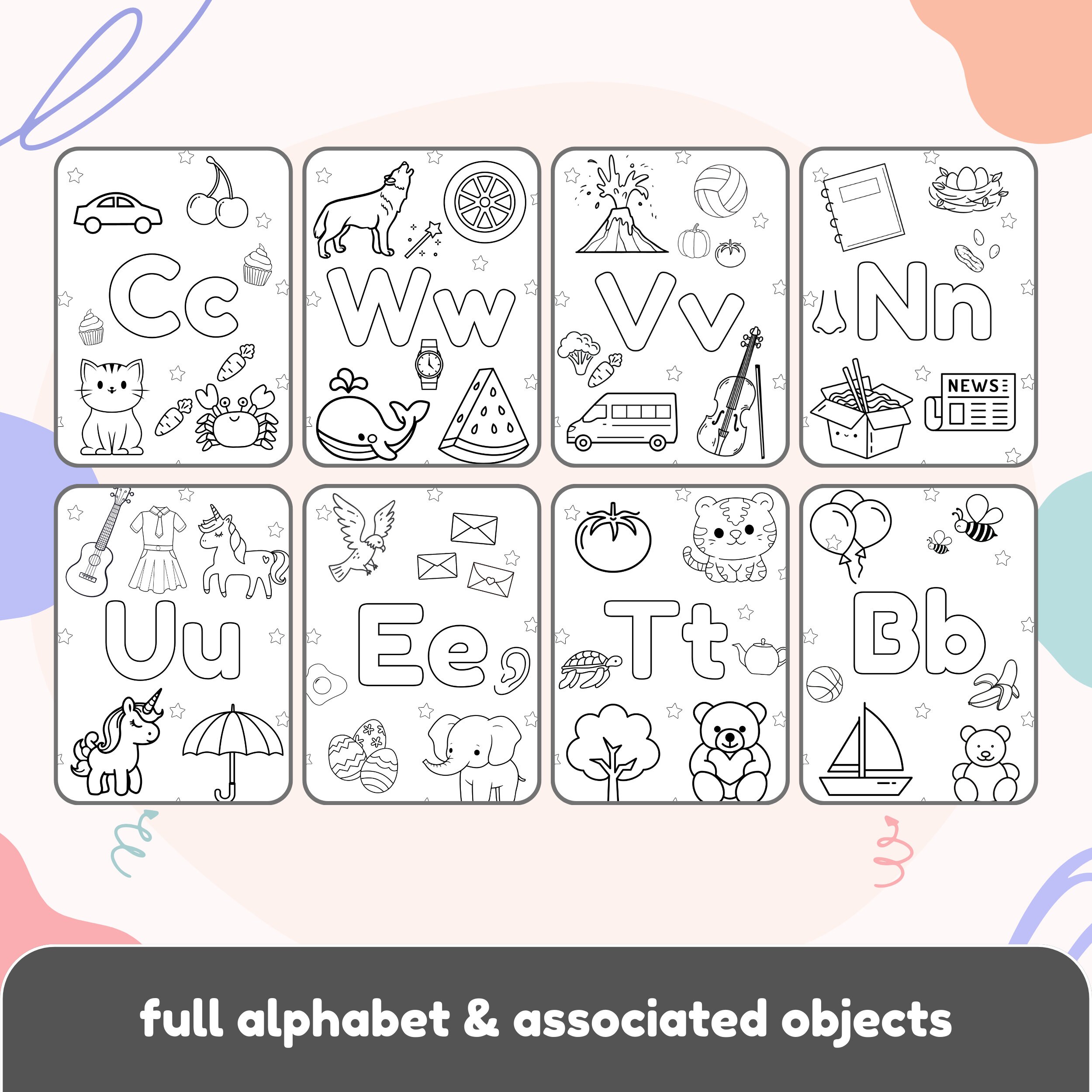 ABC Coloring Book Printable Alphabet Coloring Pages Kids Preschool ...