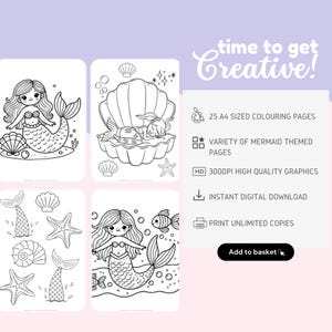 Printable Mermaid Coloring Pages Under the Sea Party Game Kids Mermaid ...