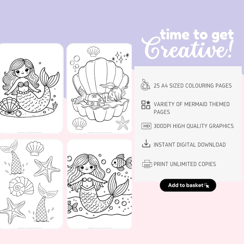 Mermaid Coloring Pages: Under the Sea Activity Book (digital Download ...