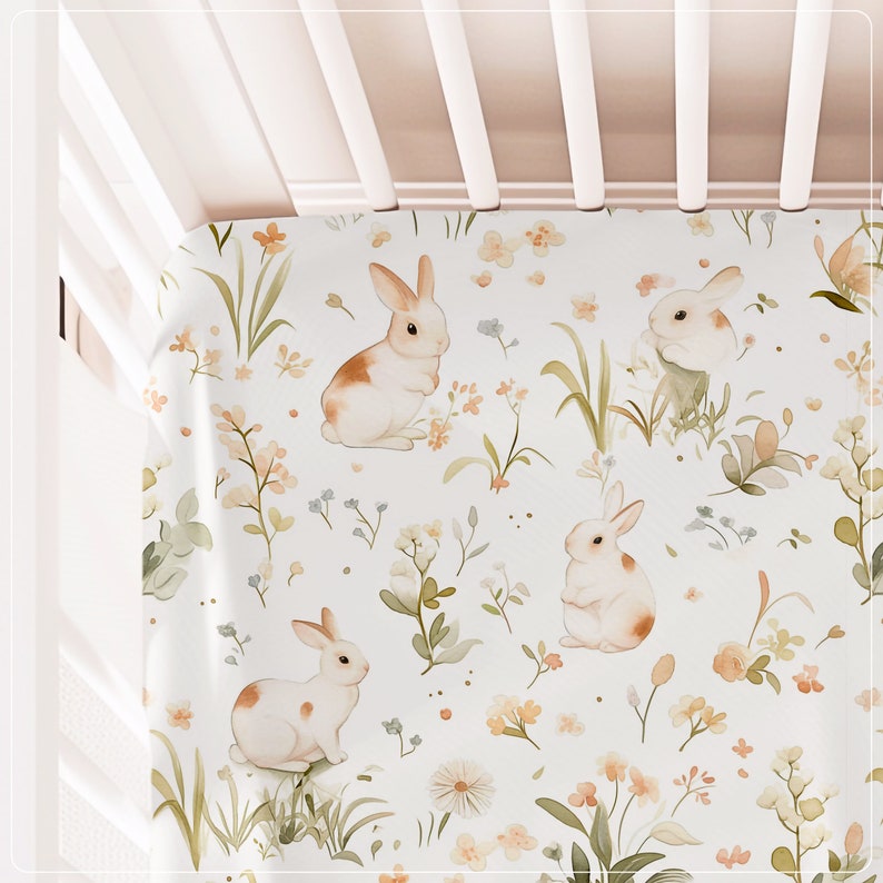 Woodland Baby Shower Gift Bunny Rabbit Crib Sheets Baby Girl Easter ...
