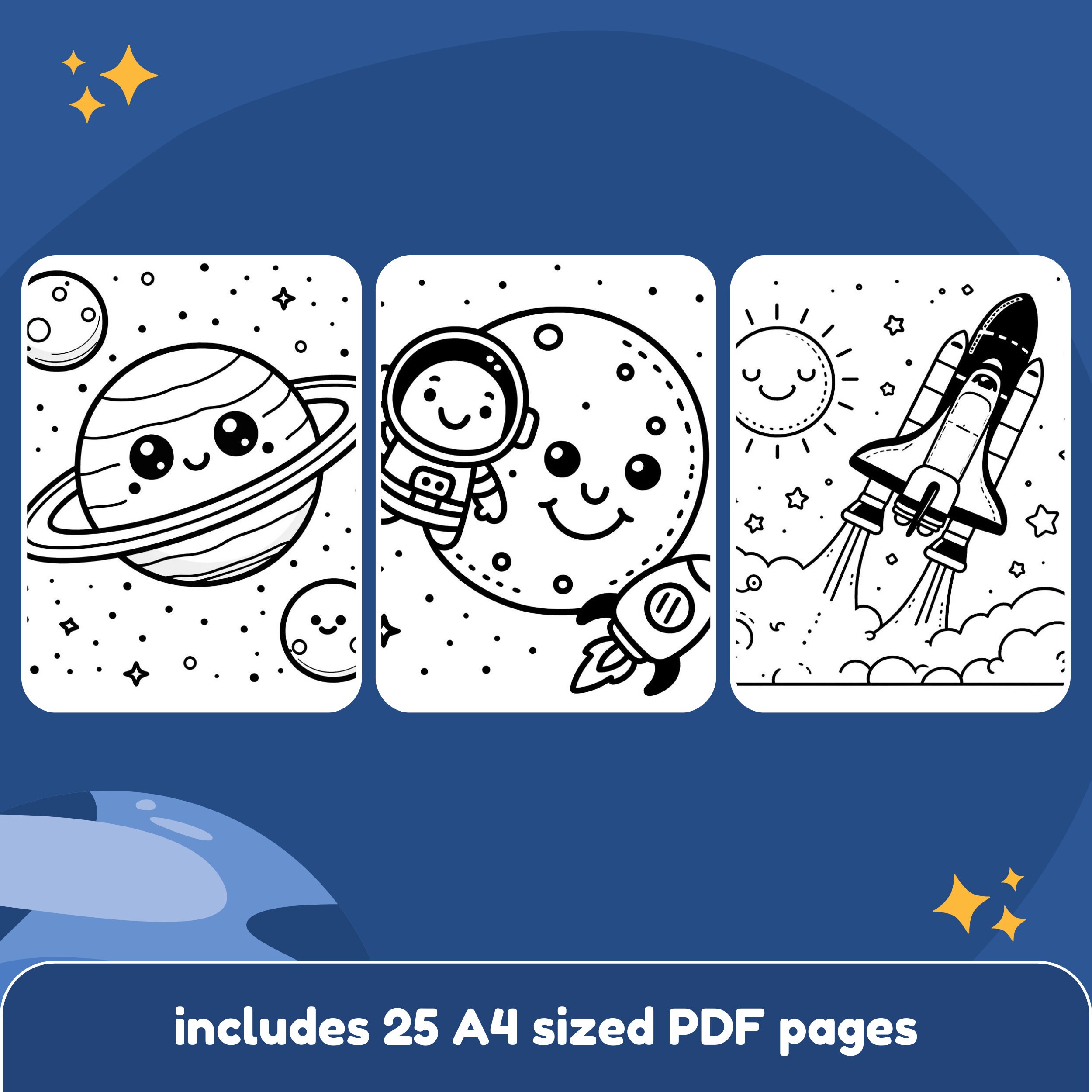 Kids Coloring Pages Printable Space Planets Stars Astronaut Activity ...