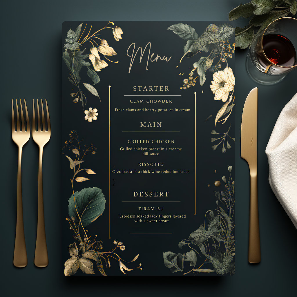 Elegant Menu Template - Etsy