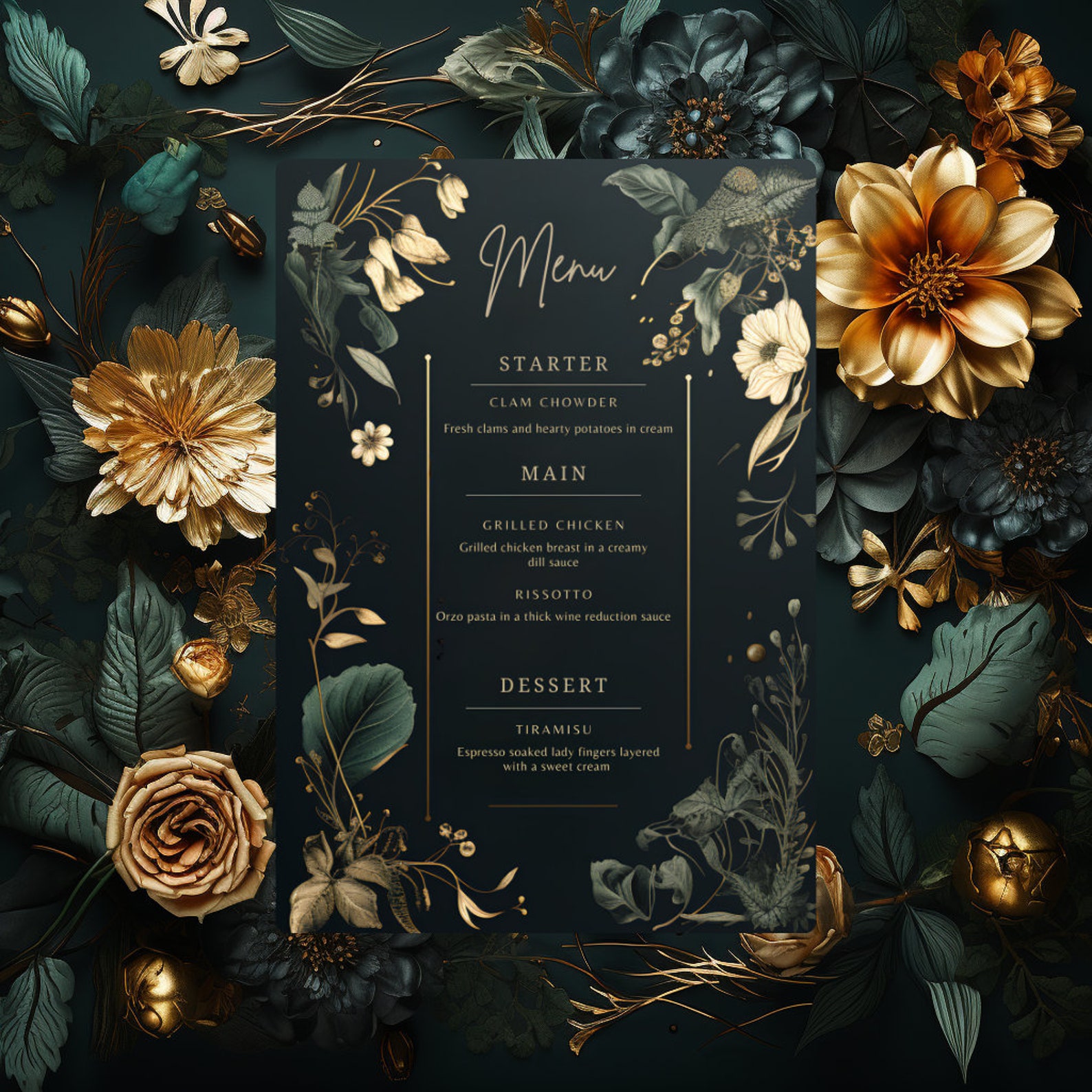 Elegant Menu Template - Etsy