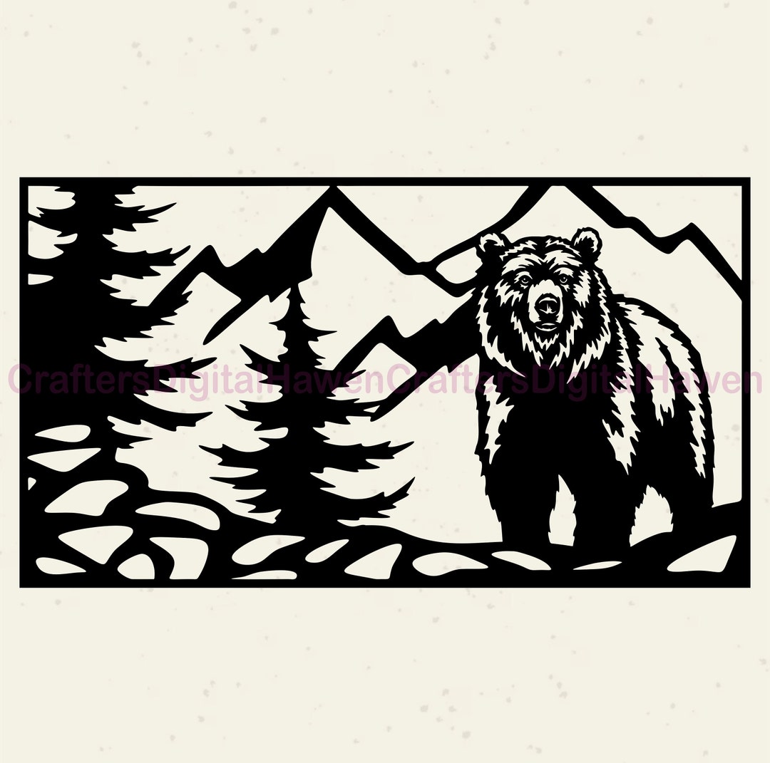 Bear Svg, the Scene With the Bear Dxf, Cut File for Lasar, Dxf File for ...