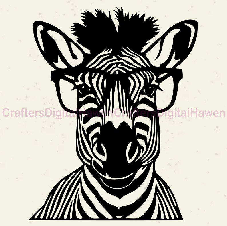 Zebra Svg, Fanny Animals Vector, Zebra in Glasses, Dxf for Plasma, Cut ...