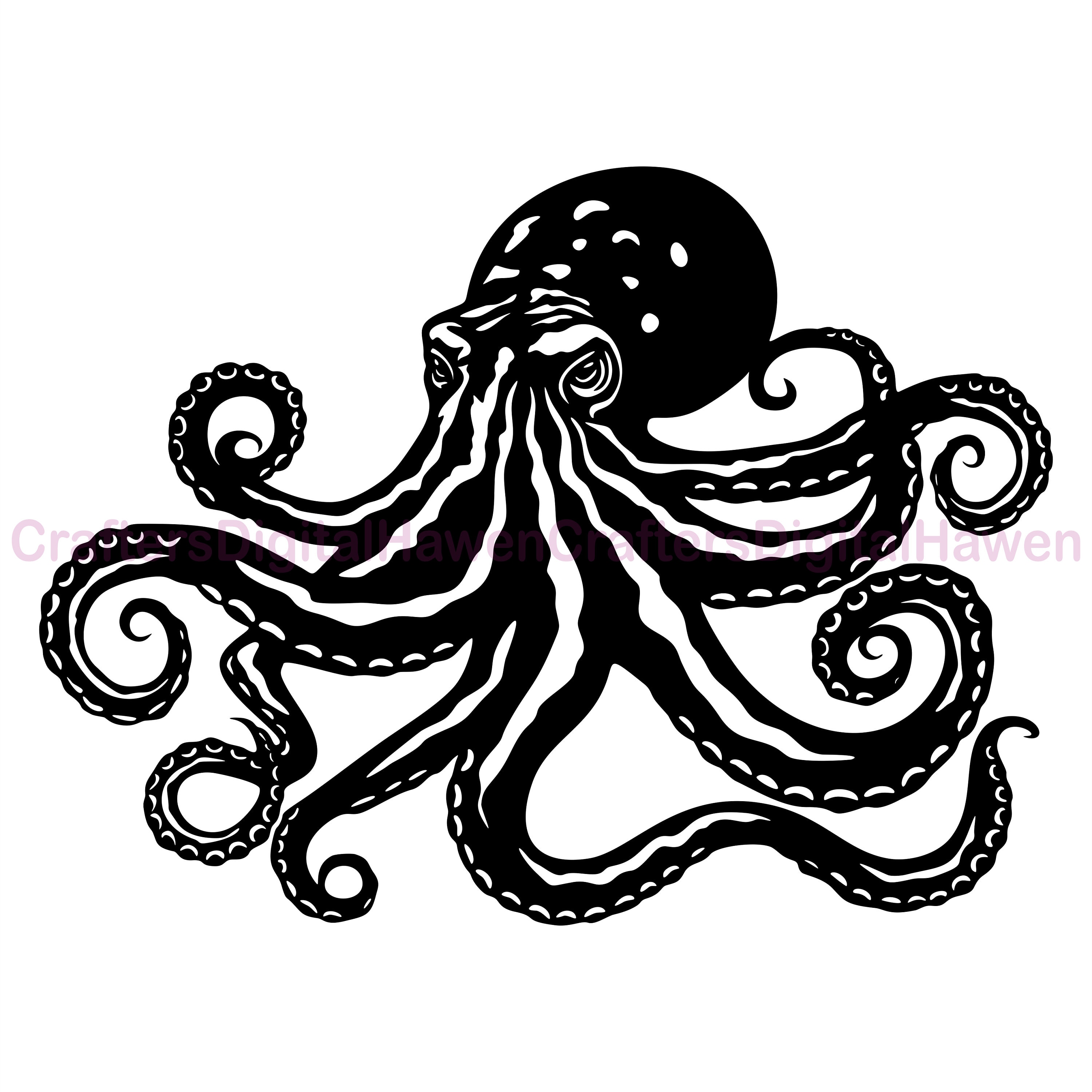 Octopus Svg, Ocean Animals Svg, Octopus Fsle for Cricut, Dxf for Plasma ...