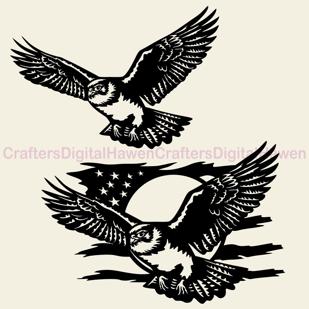 Hawk Svg, Hawk on the American Flag Vector, Hawk for Cutting, Dxf for ...
