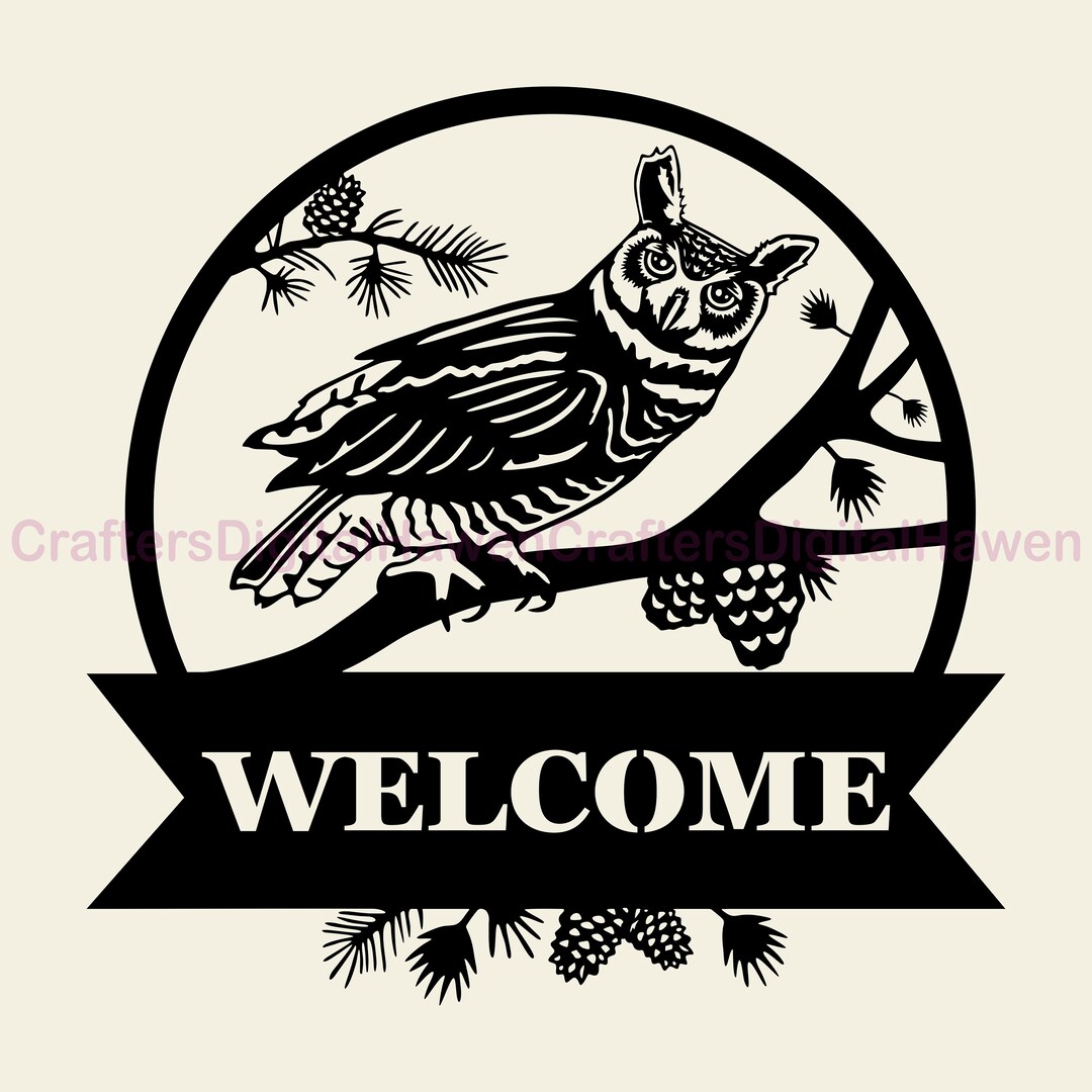 Owl Welcome Sign, Owl Svg, Wild Animal Cut File for Plasma, Dxf for ...