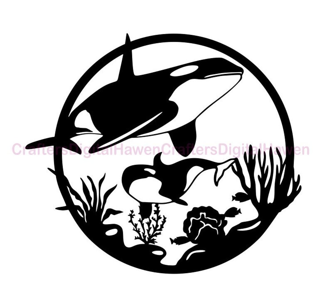 Killer Whale Svg, Killer Whale Ocean Scene Vector, Orca Cut File for ...