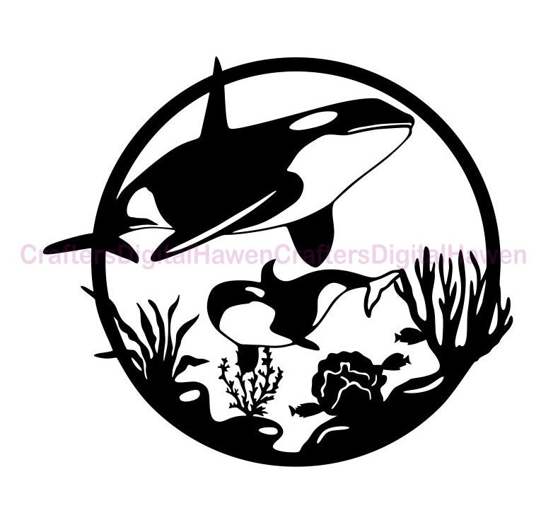 Killer Whale Svg, Killer Whale Ocean Scene Vector, Orca Cut File for ...