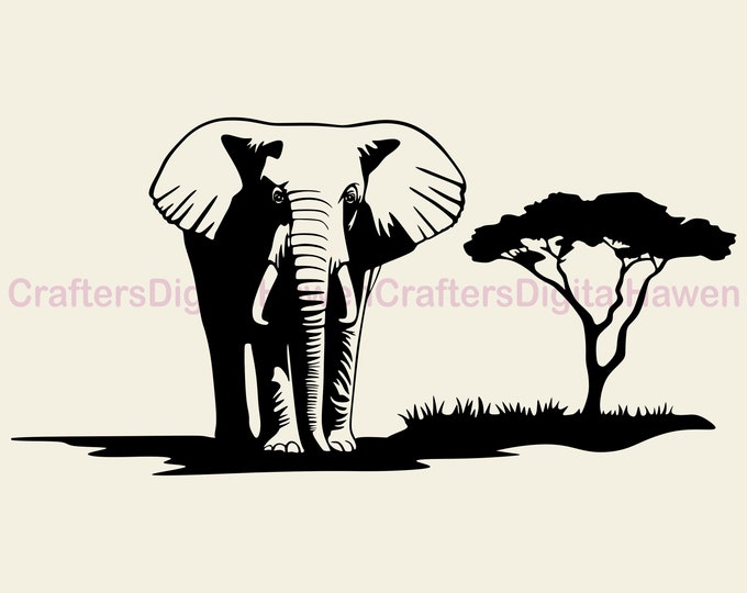 Elephant Svg Cut File, Safari Animal Svg, Africa Wild Life, Silhouettes ...