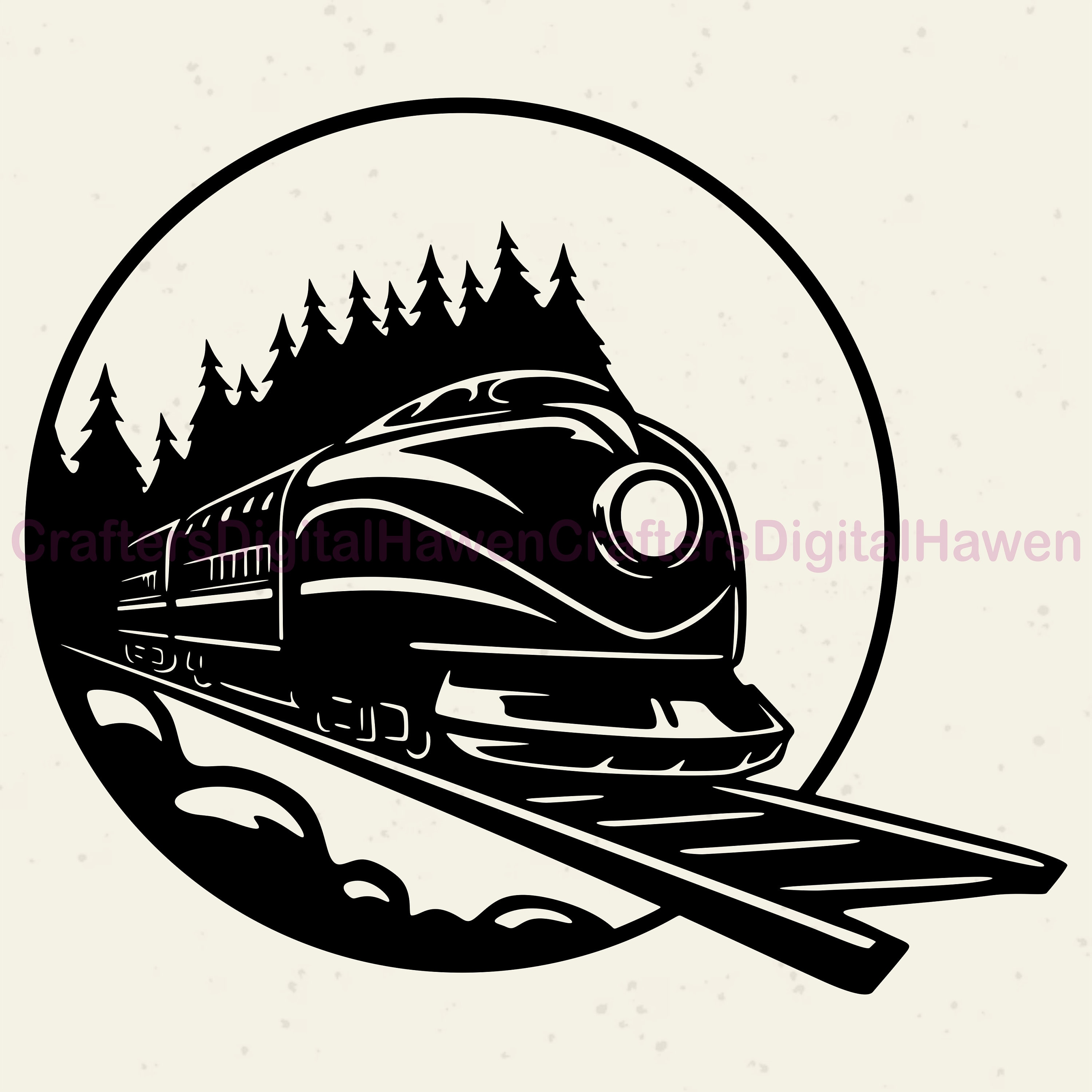Train Scene Svg, Dxf for Plasma, Cut File for Laser, Train Scene Sign ...