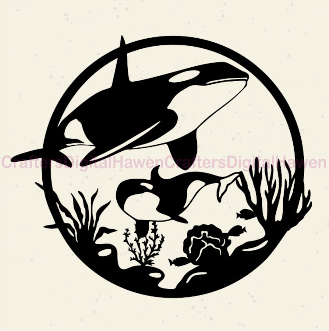 Killer Whale Svg, Killer Whale Ocean Scene Vector, Orca Cut File for ...