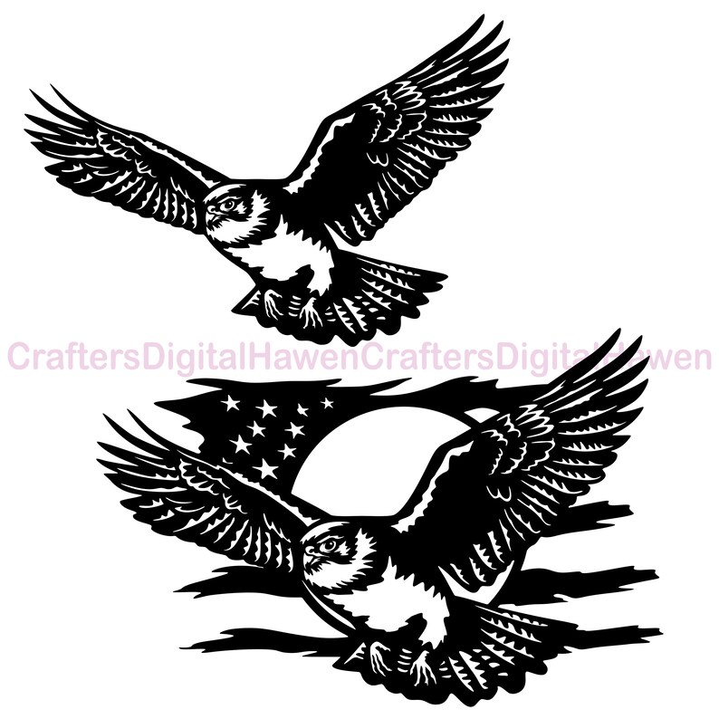 Hawk Svg, Hawk on the American Flag Vector, Hawk for Cutting, Dxf for ...