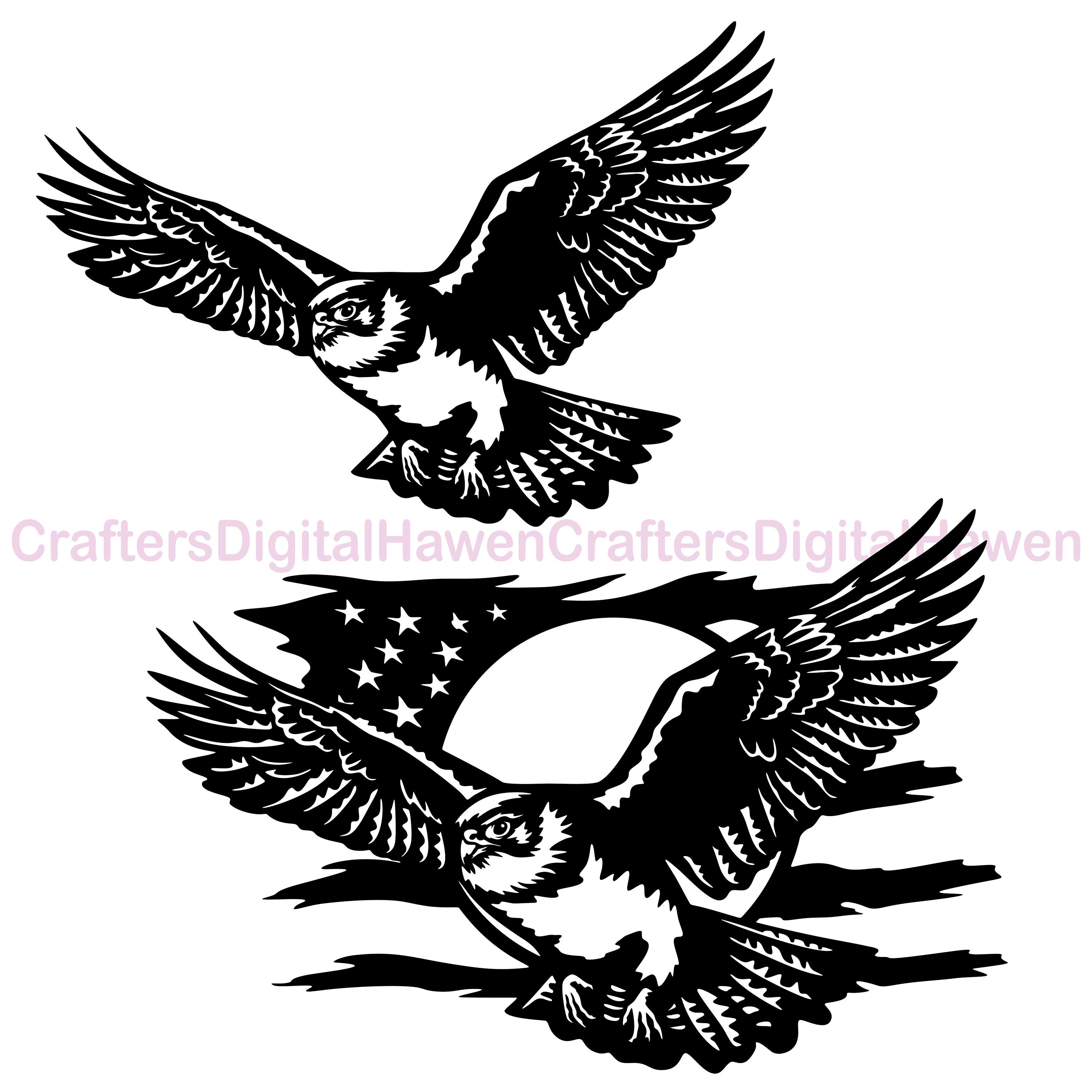 Hawk Svg, Hawk on the American Flag Vector, Hawk for Cutting, Dxf for ...