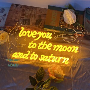 Love You to the Moon and to Saturn Neon Sign, Wedding Neon Sign ...