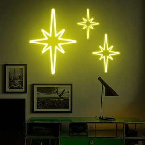 Mid Century Starburst Neon Sign,retro Star Light Sign,starburst Wall ...