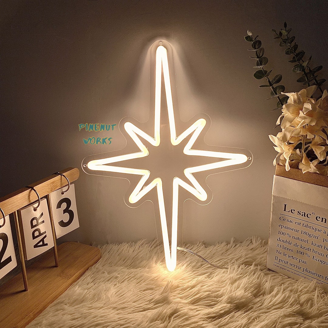 Mid Century Starburst Neon Sign,retro Star Light Sign,starburst Wall ...