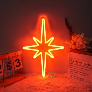 Mid Century Starburst Neon Sign,retro Star Light Sign,starburst Wall ...
