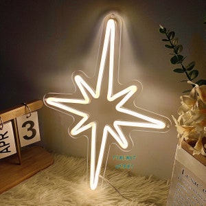 Mid Century Starburst Neon Sign,retro Star Light Sign,starburst Wall ...