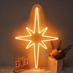 Mid Century Starburst Neon Sign,retro Star Light Sign,starburst Wall ...