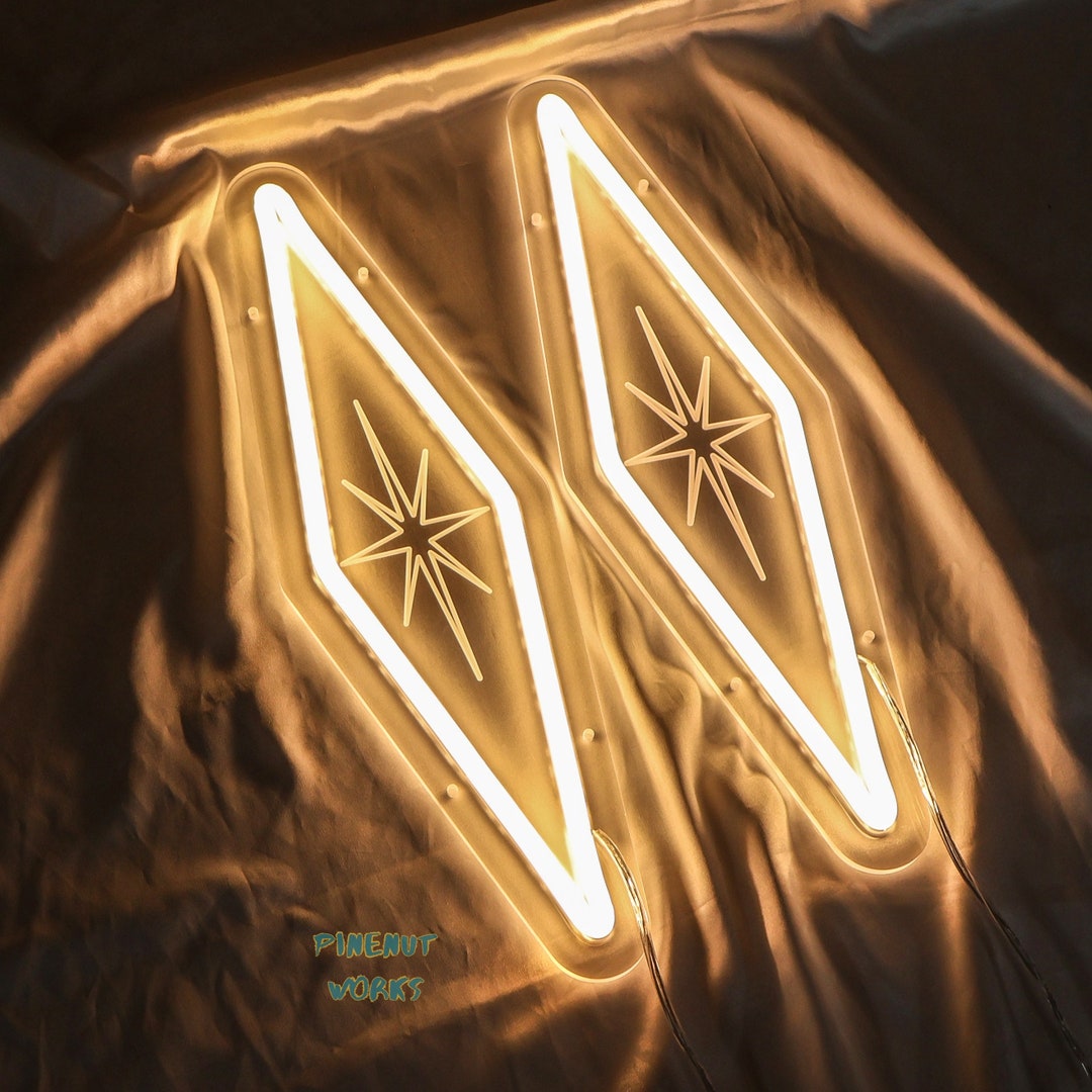 Diamonds Starburst Neon Sign,mid Century Star Light Sign,starburst Wall ...