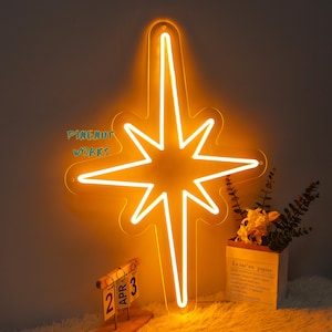Mid Century Starburst Neon Sign,retro Star Light Sign,starburst Wall ...